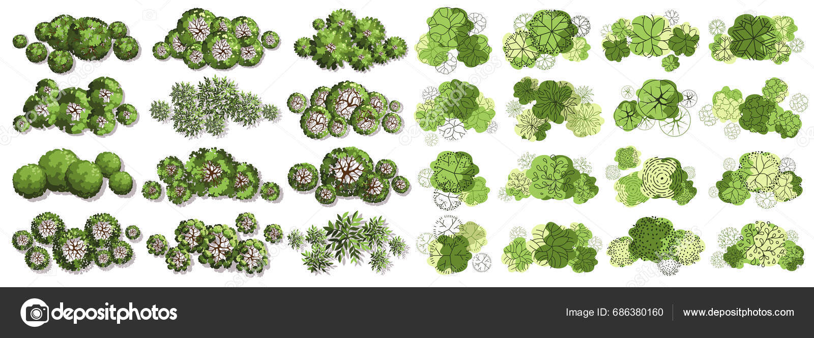 Tree Architectural Floor Plans Entourage Design Various Trees Bushes ...