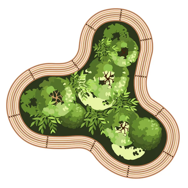 Top View Bench Architectural Landscape Plans Bench Trees Greens ...