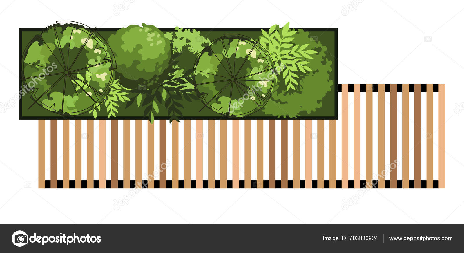 Top View Bench Architectural Landscape Plans Bench Trees Greens ...