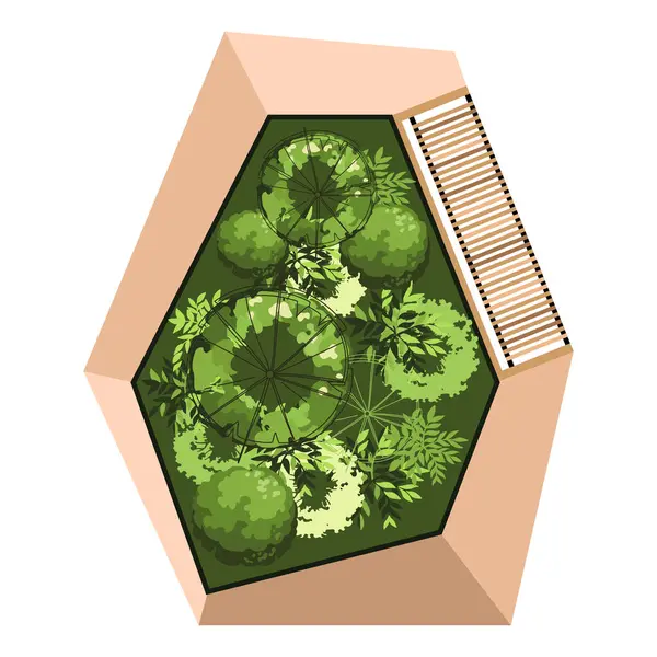 Top View Bench Architectural Landscape Plans Bench Trees Greens ...