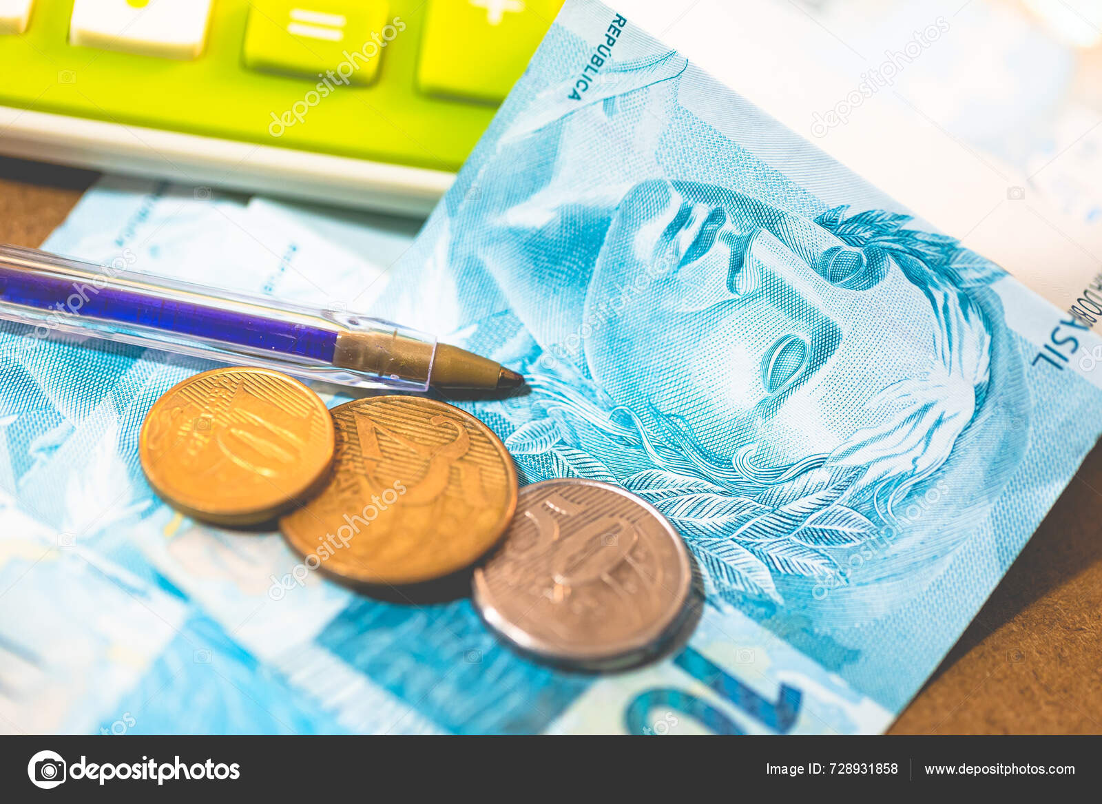 Billetes Reales Brasileños 100 Reales Con Lápiz Monedas Macrofotografía ...