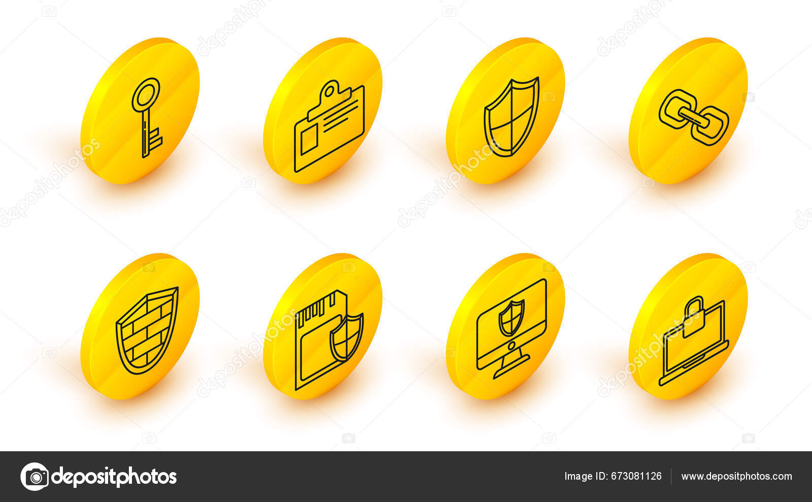 Set Line Laptop Lock Computer Monitor Shield Card Shield Cyber Stock Vector by ©vectoroksana ...