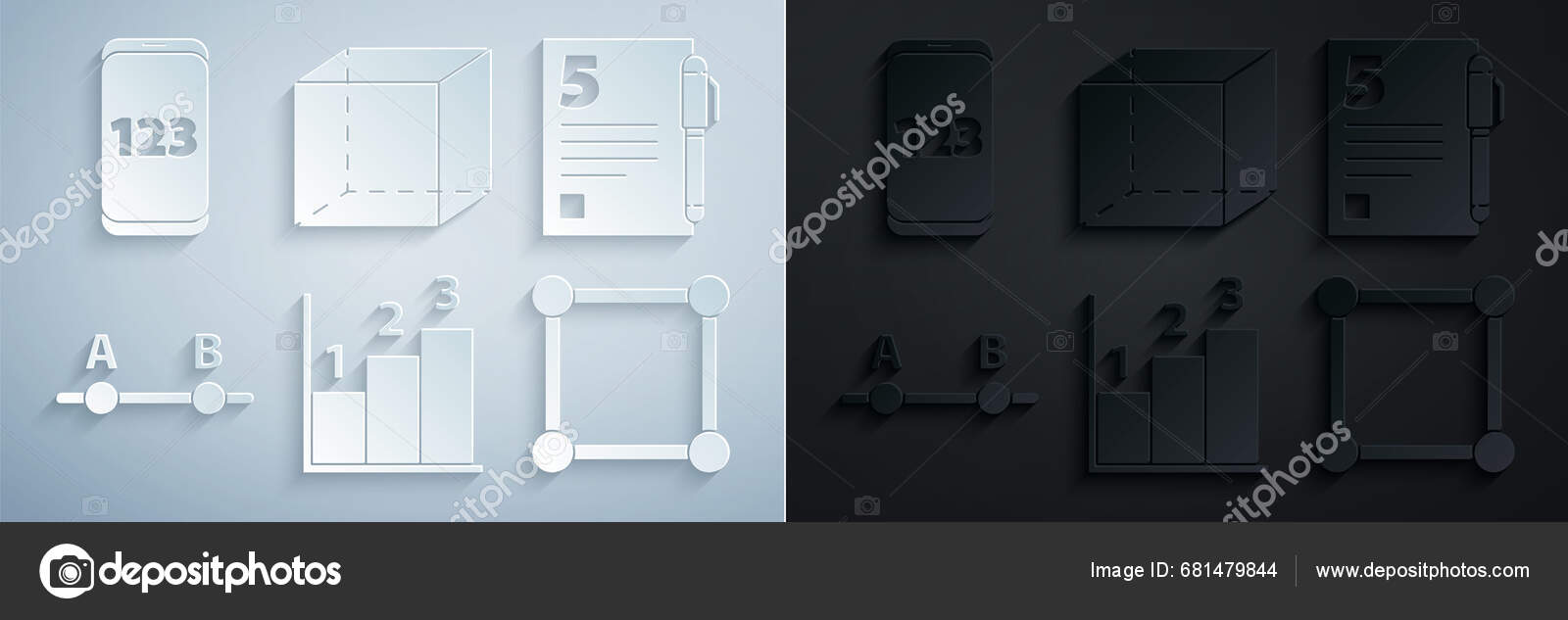 Set Graph Schedule Chart Diagram Test Exam Sheet Pen Geometric Stock Vector By ©vectoroksana