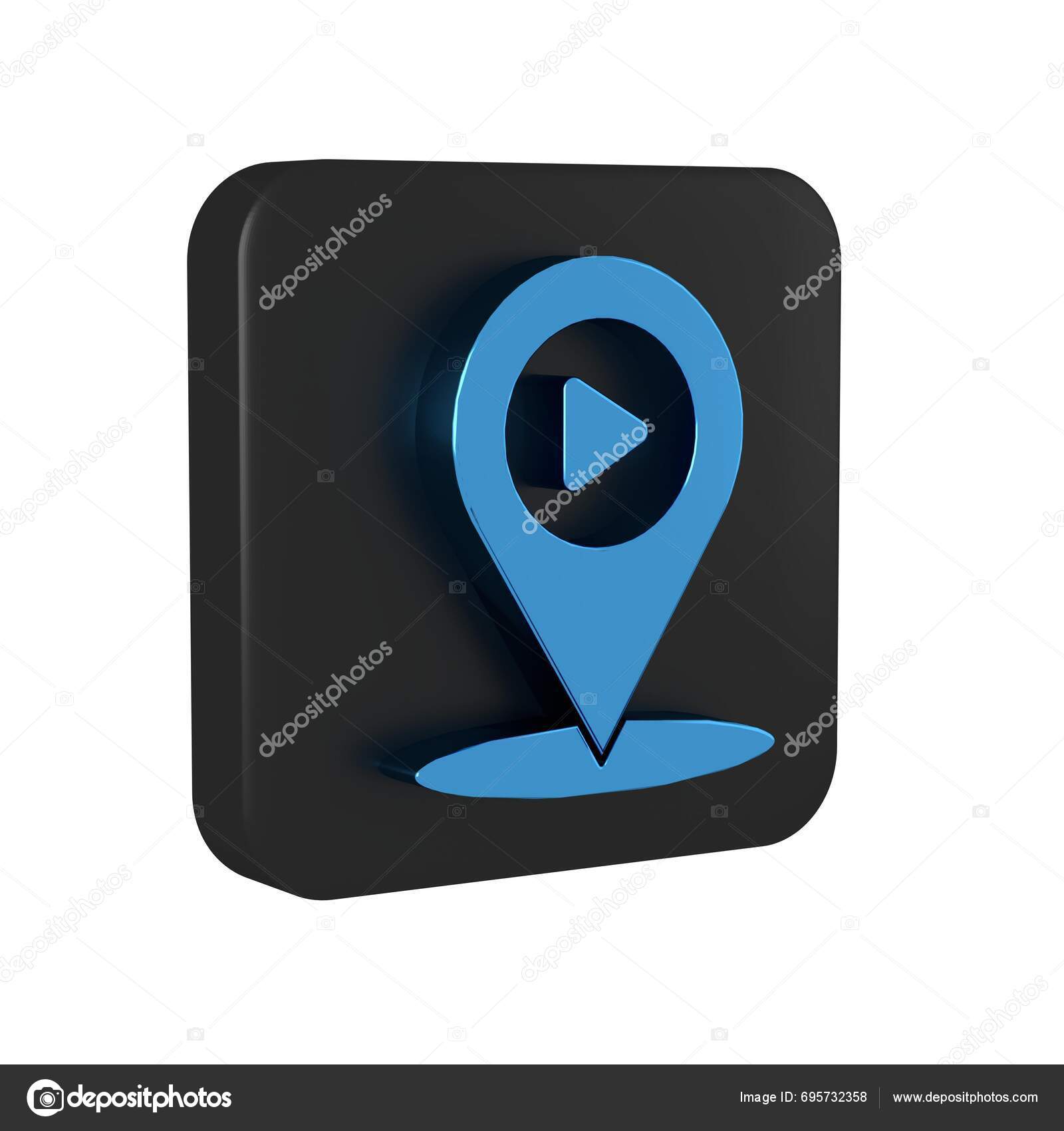 Blue Digital Media Play Pin Location Icon Isolated Transparent ...