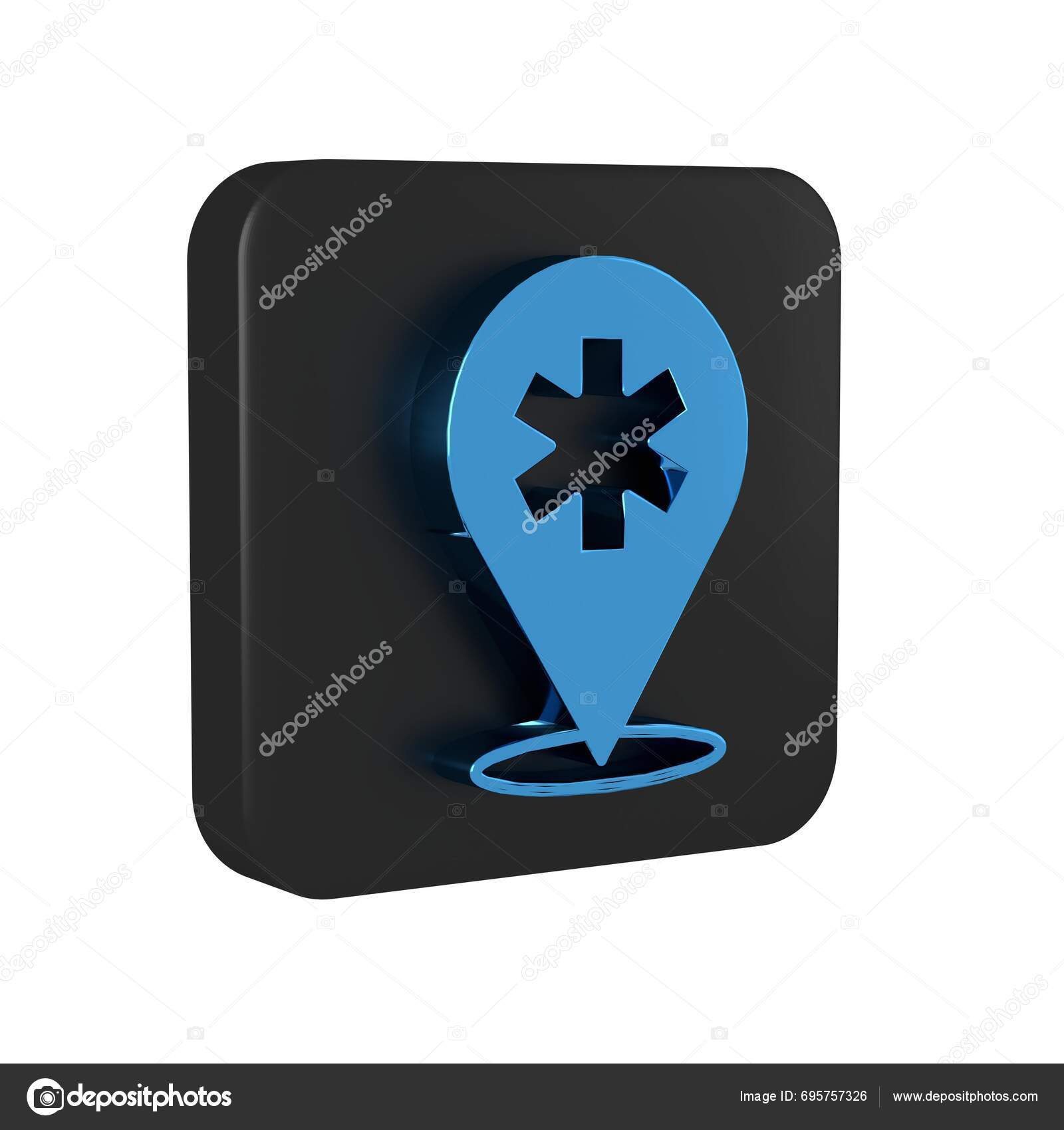 Blue Medical Map Pointer Cross Hospital Icon Isolated Transparent ...