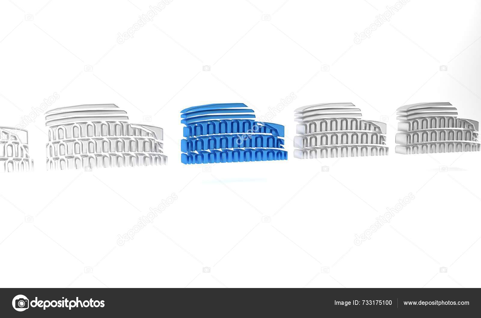 Blue Coliseum Rome Italy Icon Isolated White Background Colosseum Sign ...