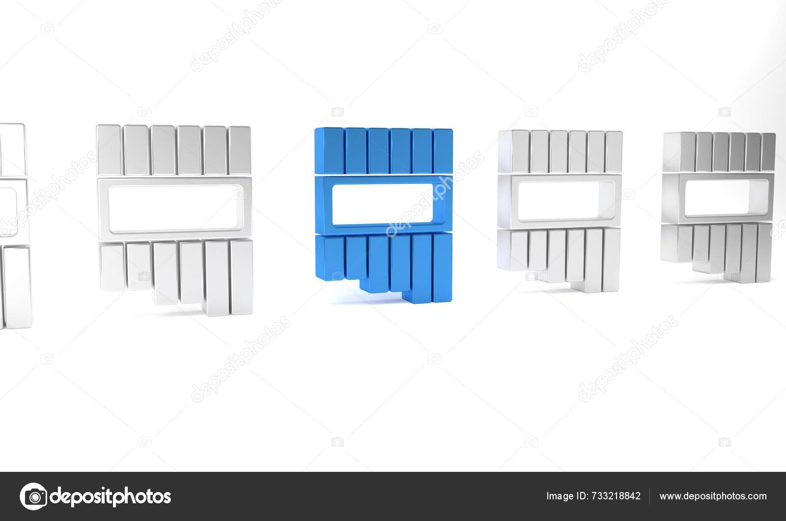 Blue Pan Flute Icon Isolated White Background Traditional Peruvian ...