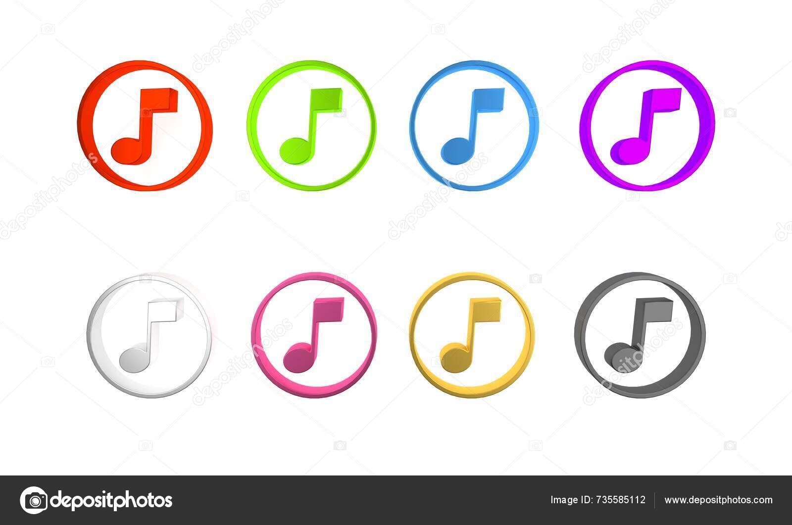 Colorful Music Note Tone Icon Isolated White Background Minimalism ...