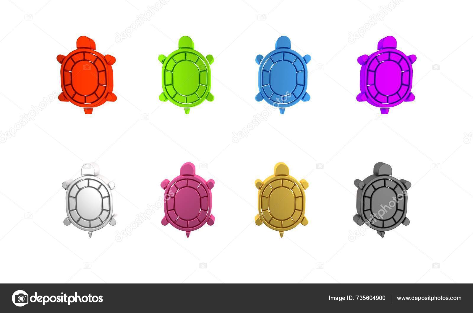 Colorful Turtle Icon Isolated White Background Minimalism Concept ...