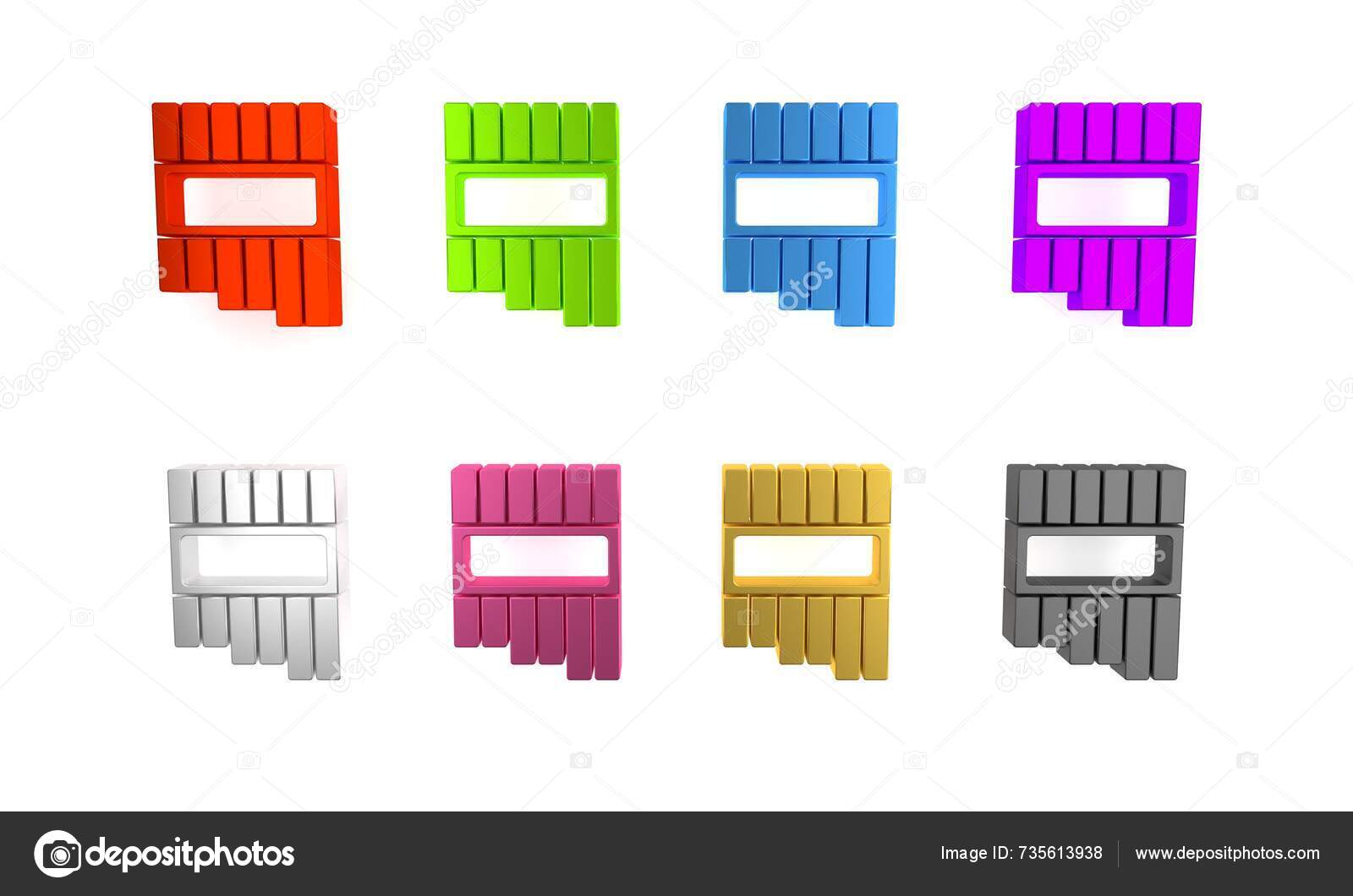 Colorful Pan Flute Icon Isolated White Background Traditional Peruvian ...