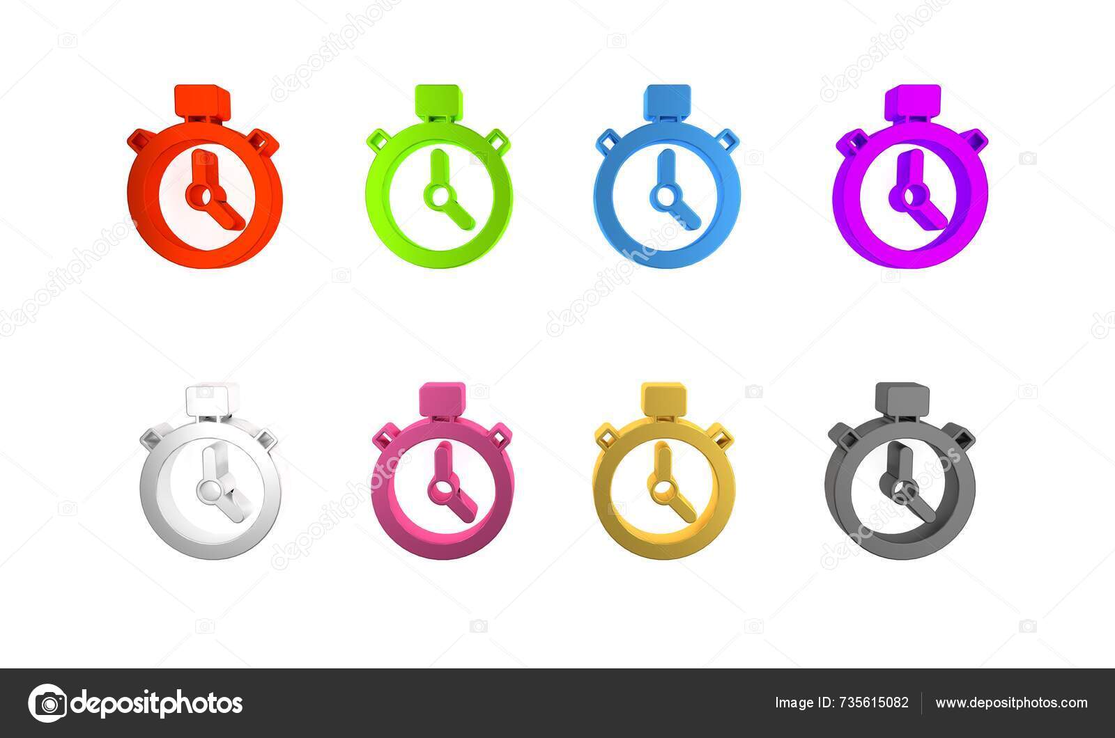 Colorful Stopwatch Icon Isolated White Background Time Timer Sign ...