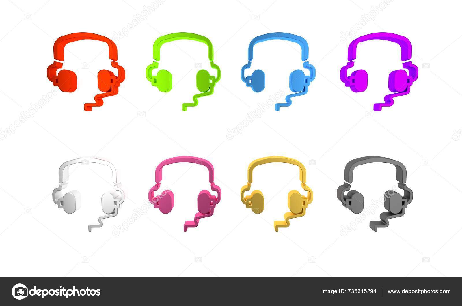 Colorful Headphones Icon Isolated White Background Earphones Concept ...