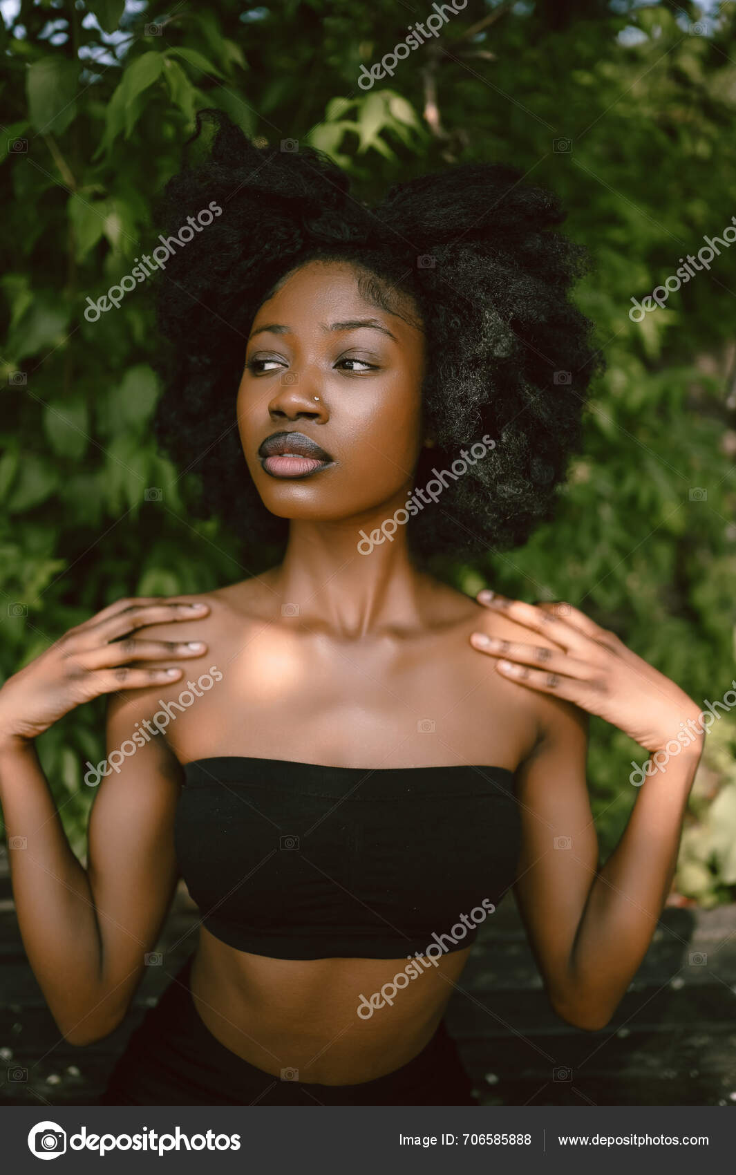 Close Headshot Portrait Beautiful Young African American Black Woman Perfect — Stock Photo ...
