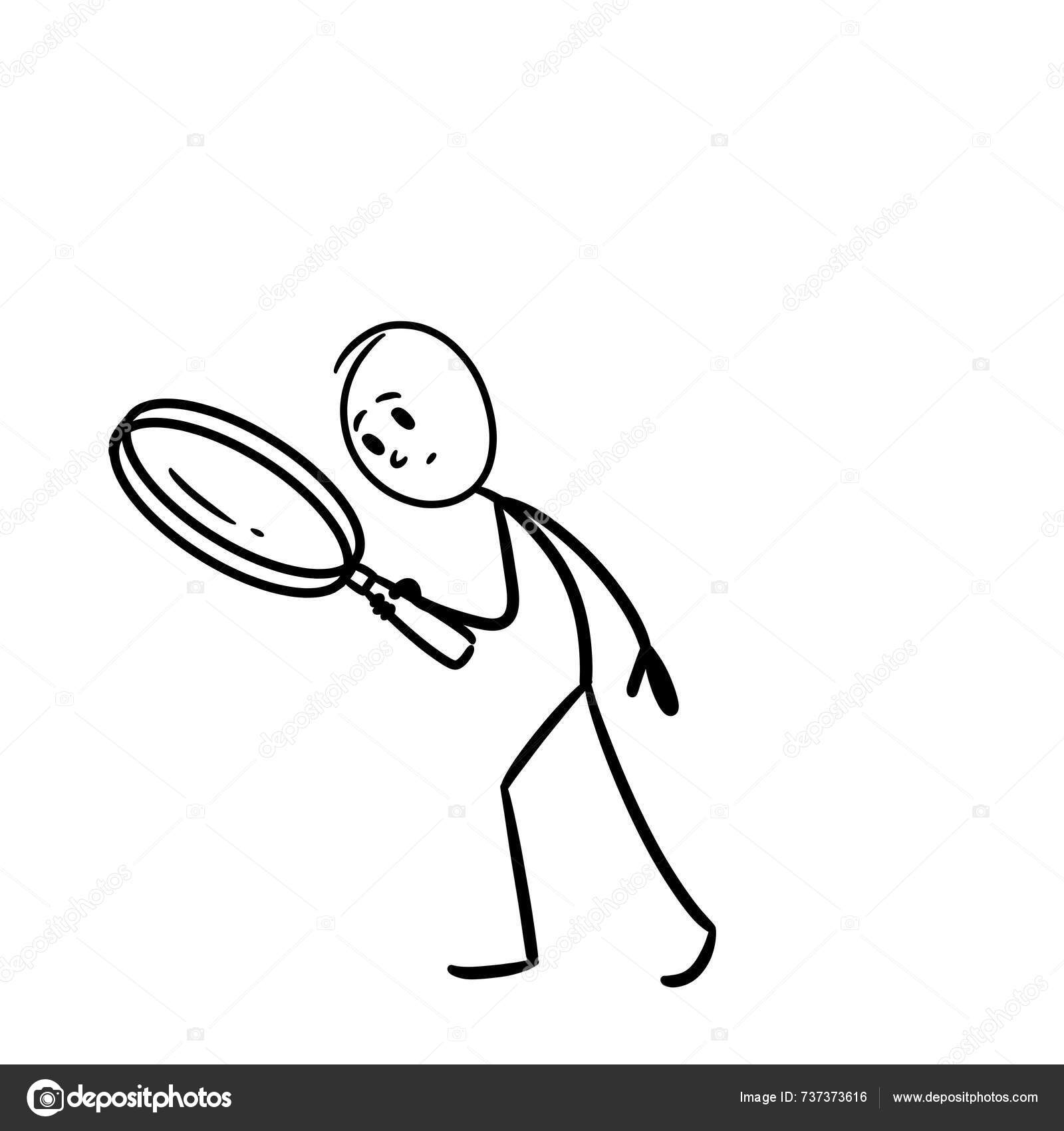 Illustration Someone Holding Very Large Magnifying Glass Looking Traces ...