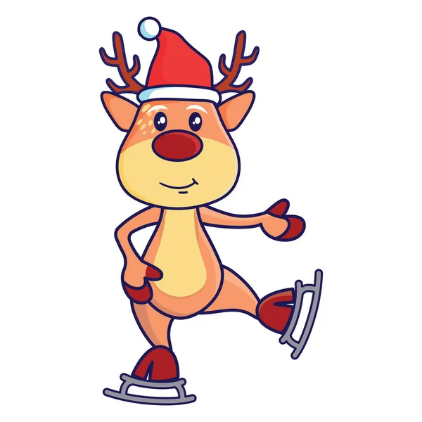 Söt Jul Ren Illustration Med Vit Isolerad Bakgrund vektor av ...