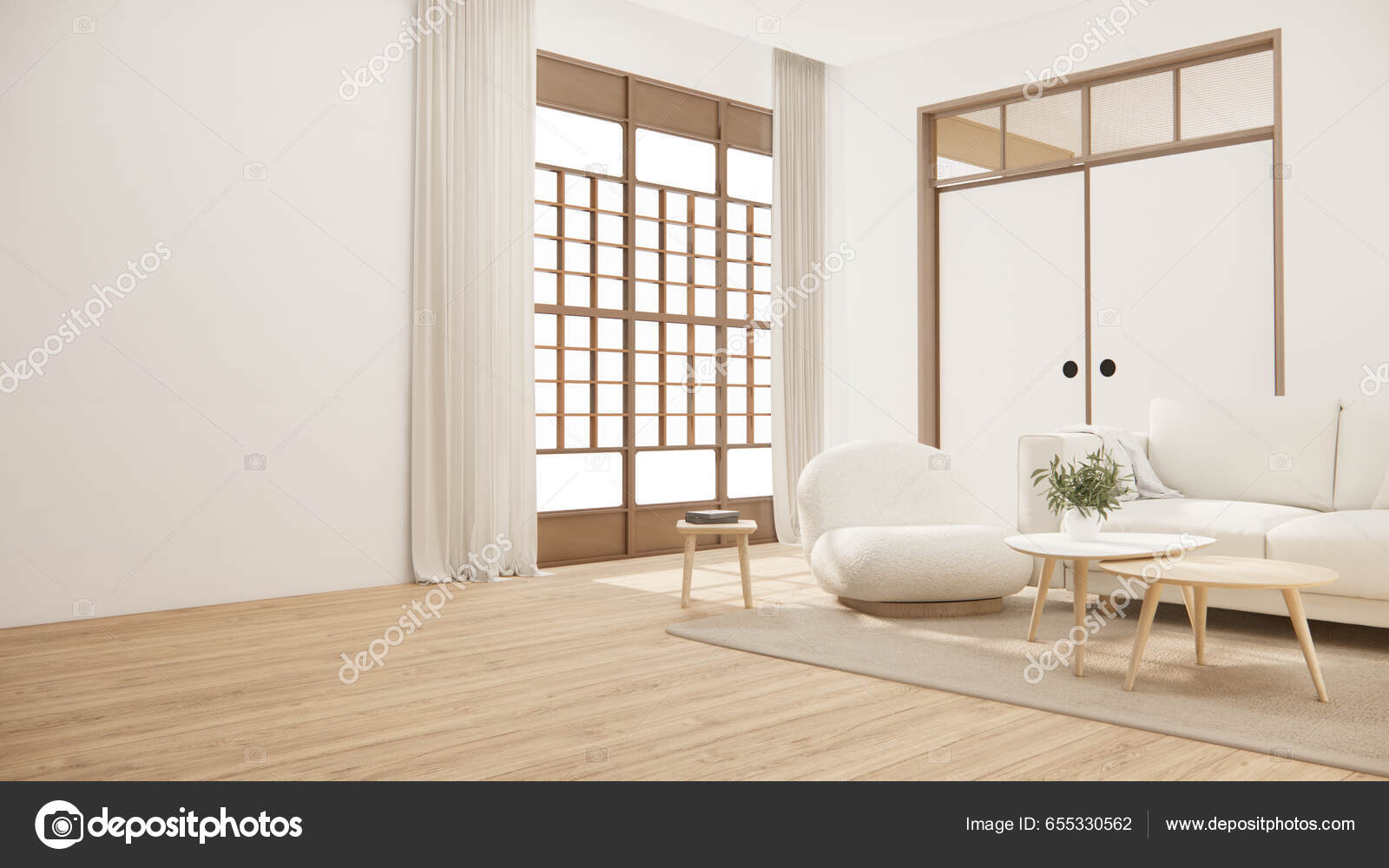 Sofa Armchair Minimalist Design Muji Style Rendering — Stock Photo ...