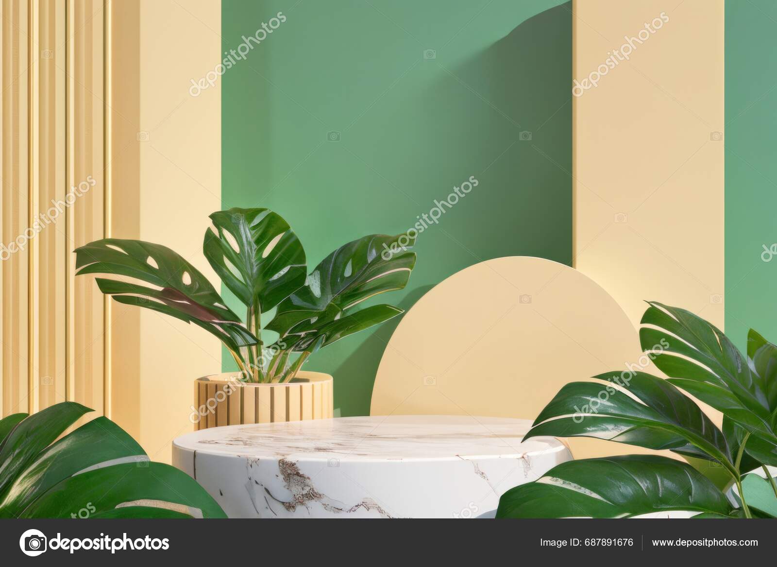 Essence Naturalism Modern Minimalistic Podium Design Adorned Plants ...