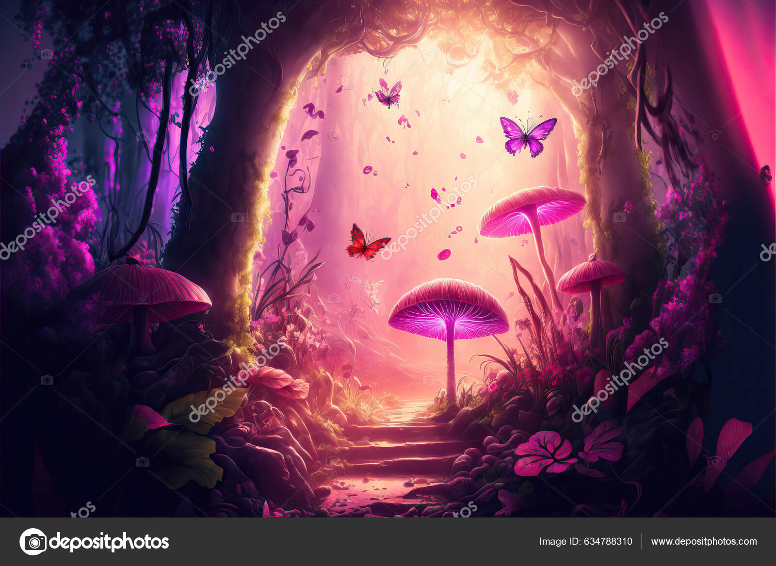 Beautiful Fairytale Enchanted Forest Lilac Twilight Giant Trees ...