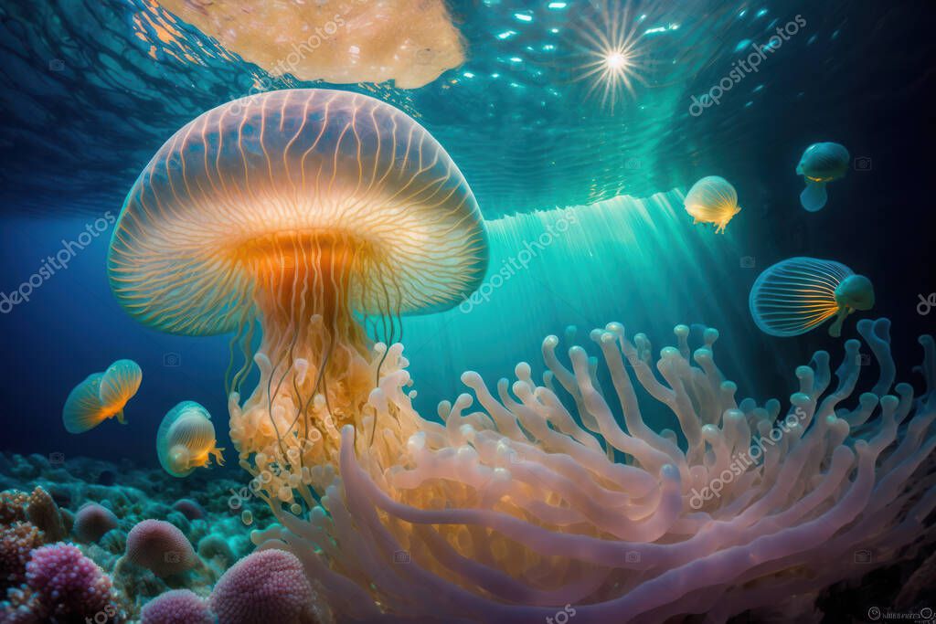 Hermosas medusas, madre del agua y elaborados corales marinos ...