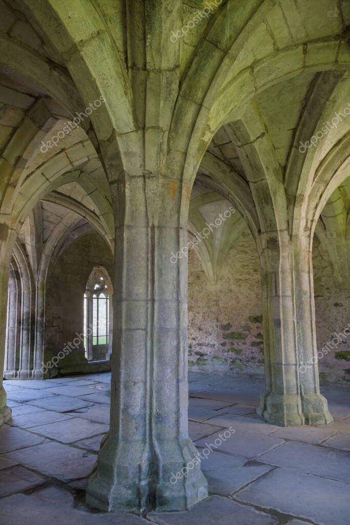 Valle Crucis Abbey inside the chapter house founded in 1201 as a ...