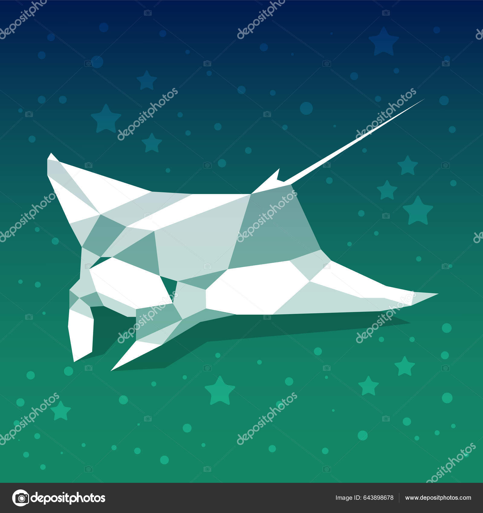 Vector Image Manta Ray Swimming Underwater Polygonal Geometric Style ...