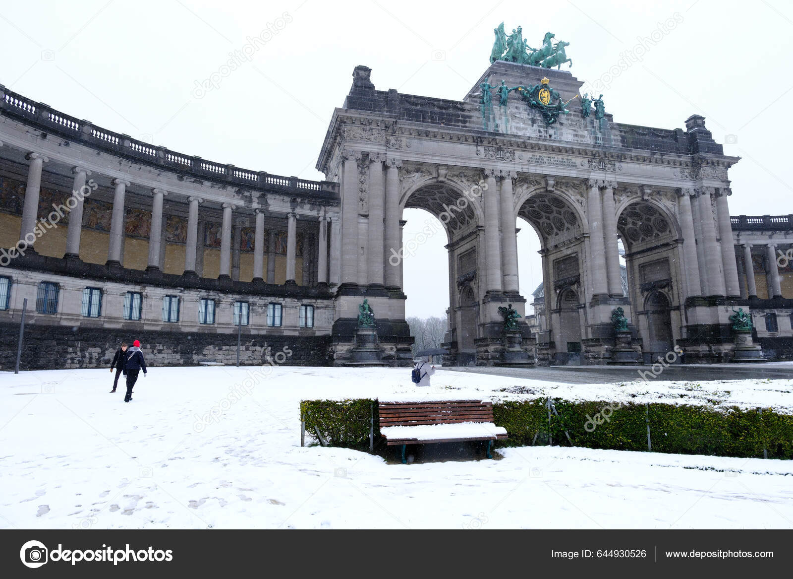 View Public Park Snowfall City Brussels Belgium March 2023 — Stock ...