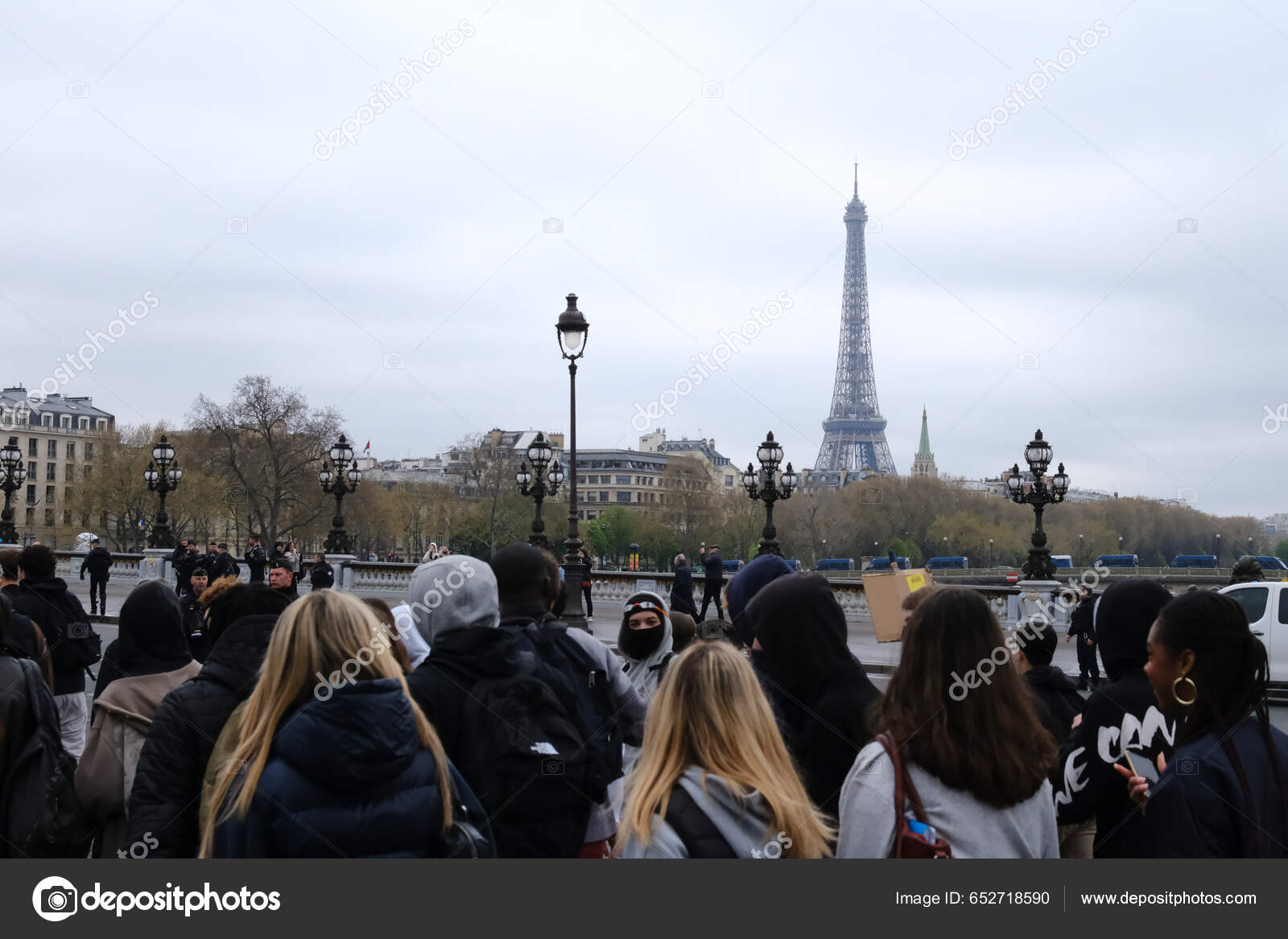 Students Chant Slogans Demonstration National Day Strike Reforms Paris ...