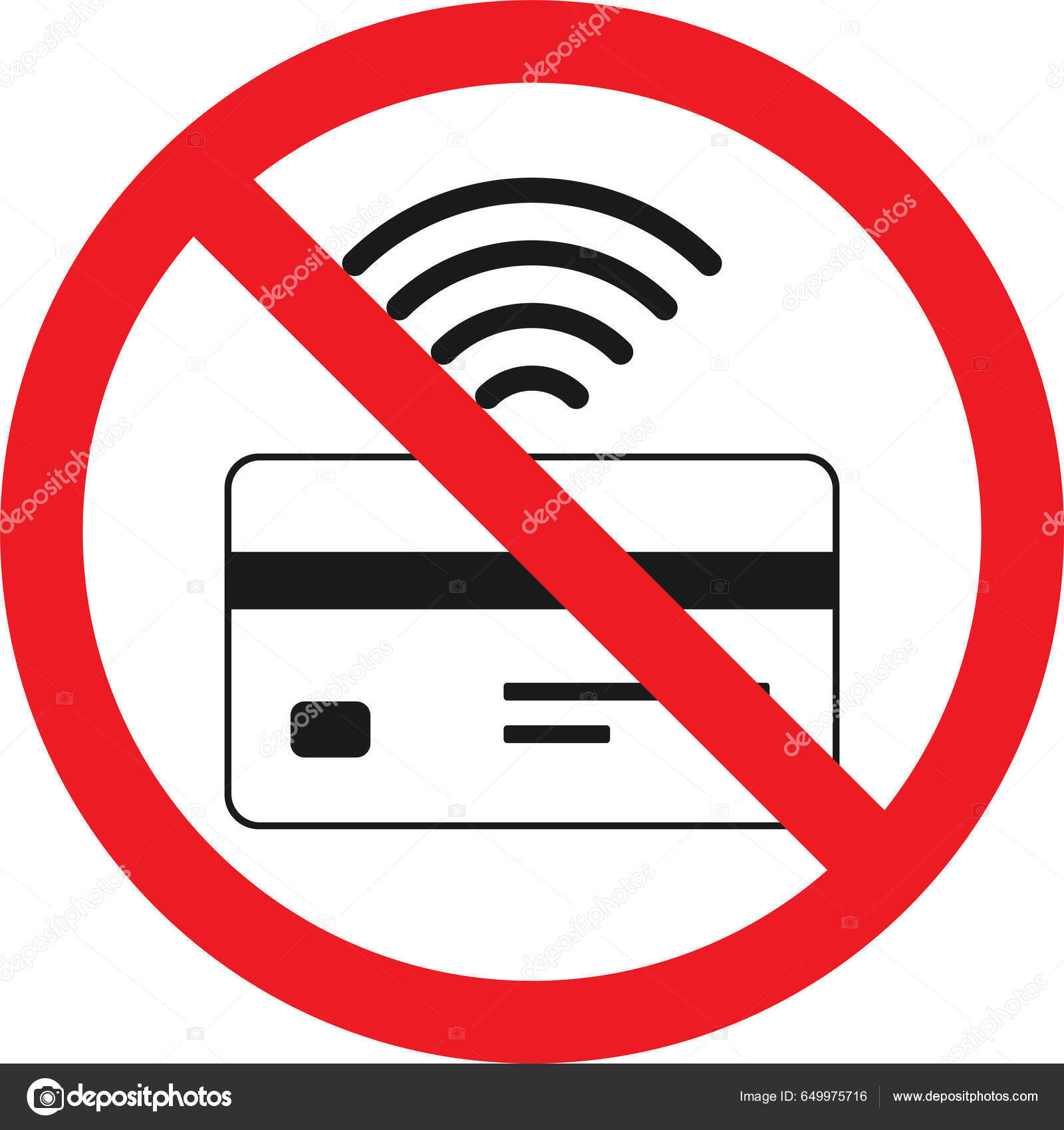 Contactless Payment Icon Sign Forbidden Signs Symbols Stock Vector by ...