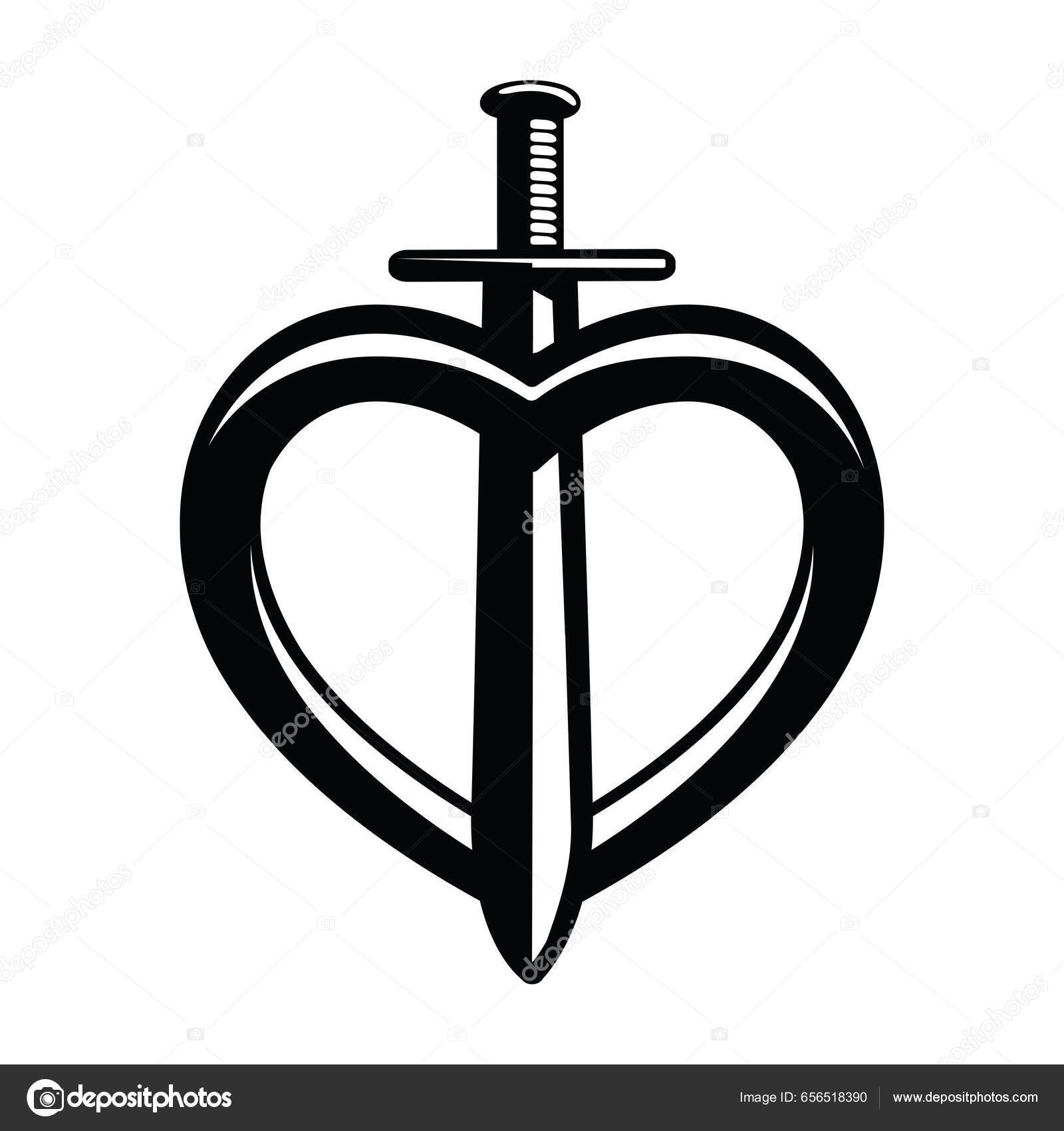 Heart With Sword Drawing