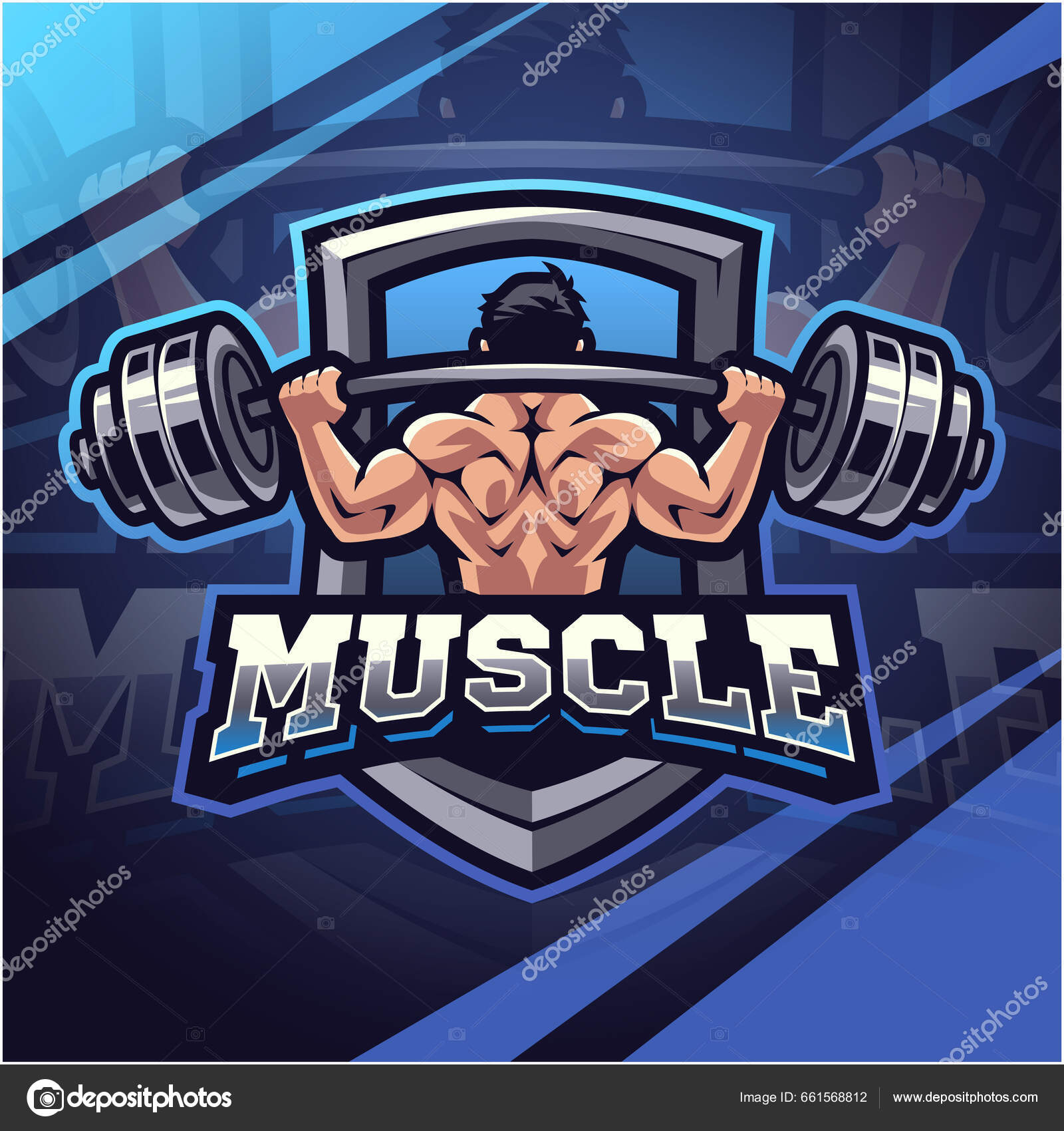 Muscle Man Mascot Logo Design Stock Vector by ©visink 661568812
