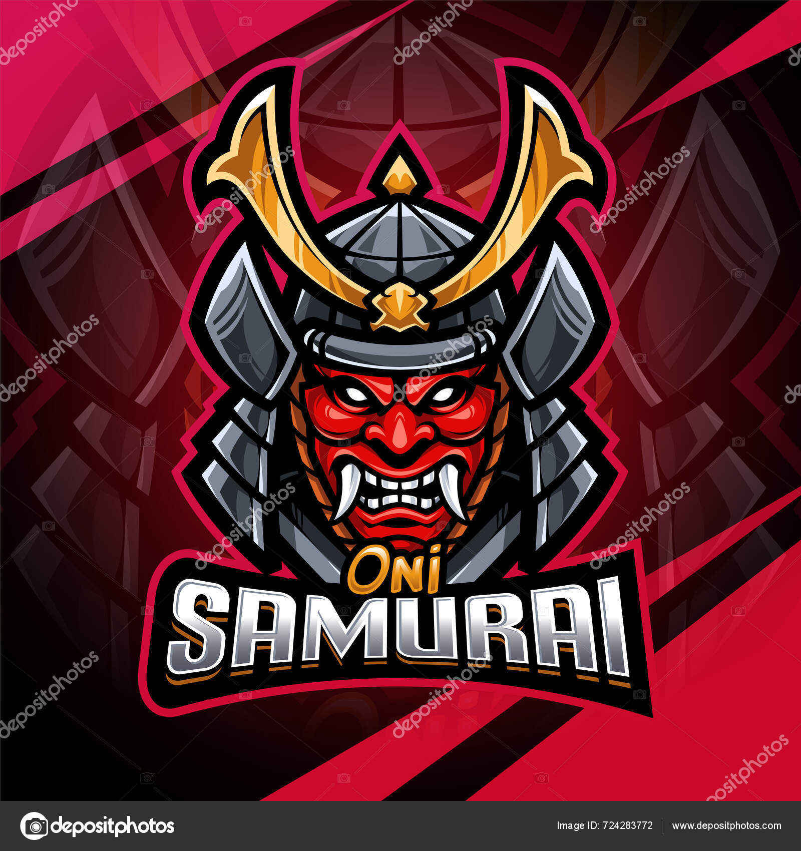 Oni Samurai Esport Mascot Logo Design — Stock Photo © visink #724283772