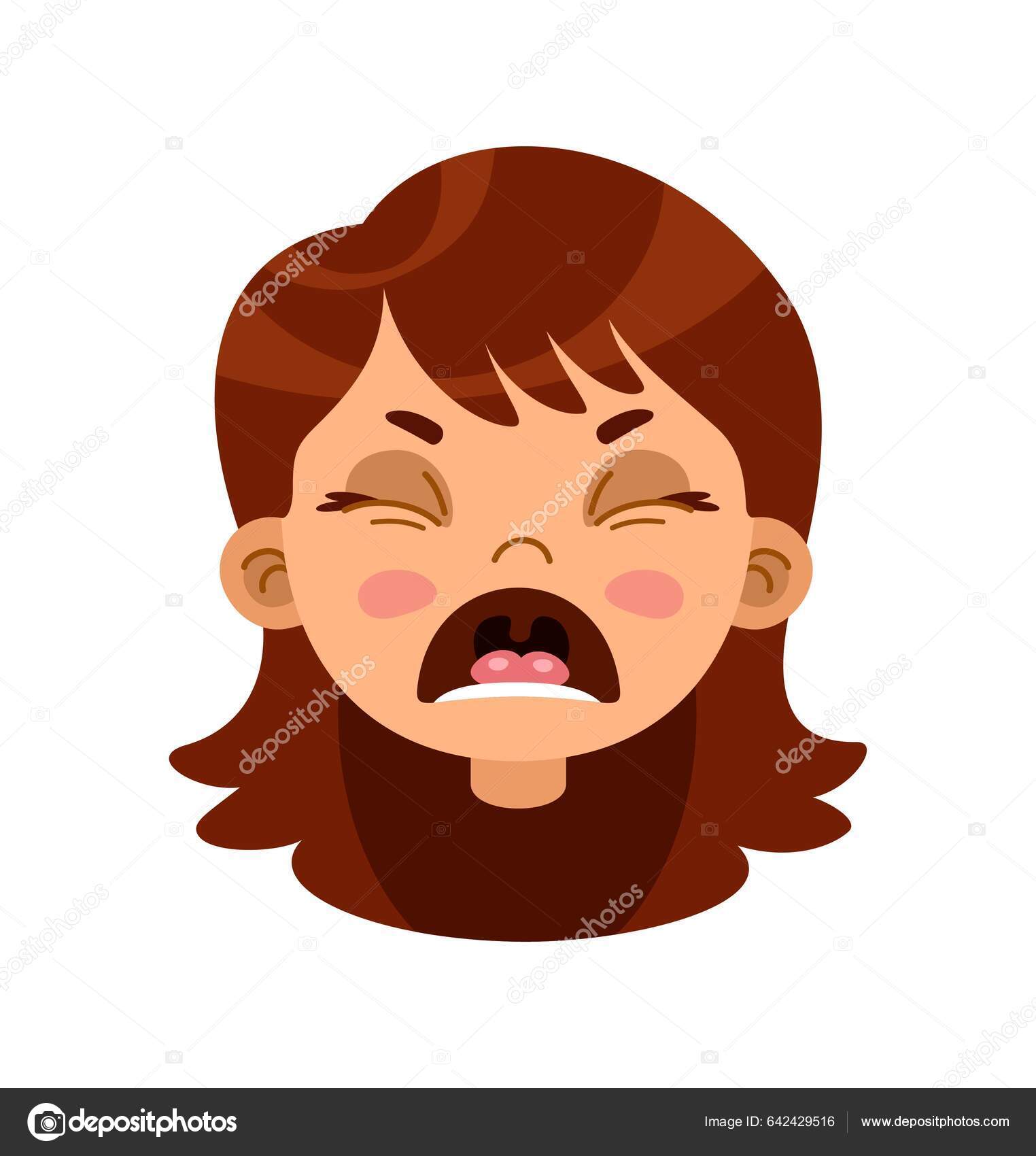 Screaming Girl Head Animation Displeased Little Schoolgirl Character ...