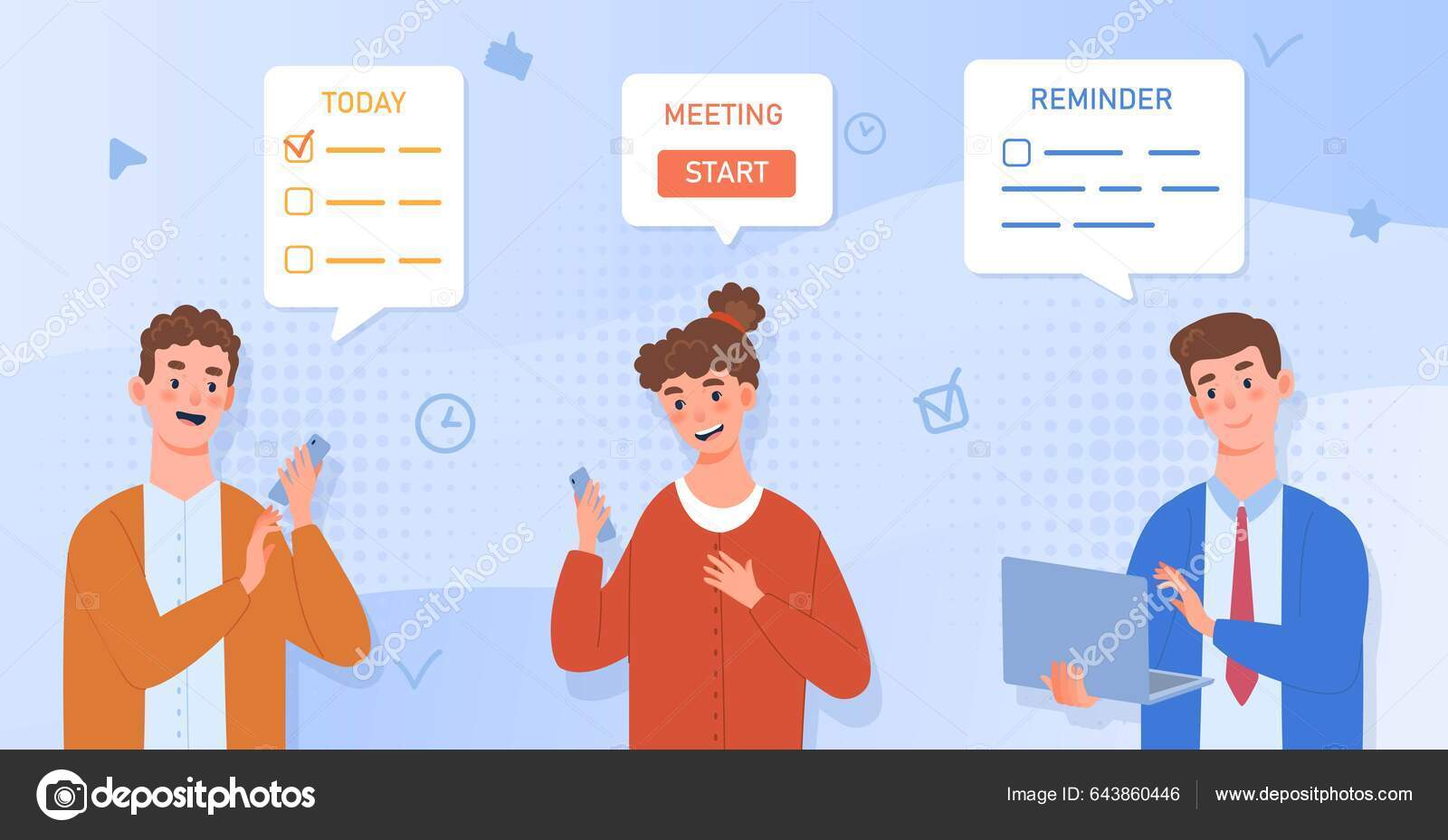 People Planning Concept Men Woman Gadgets Make List Goals Scheduling ...