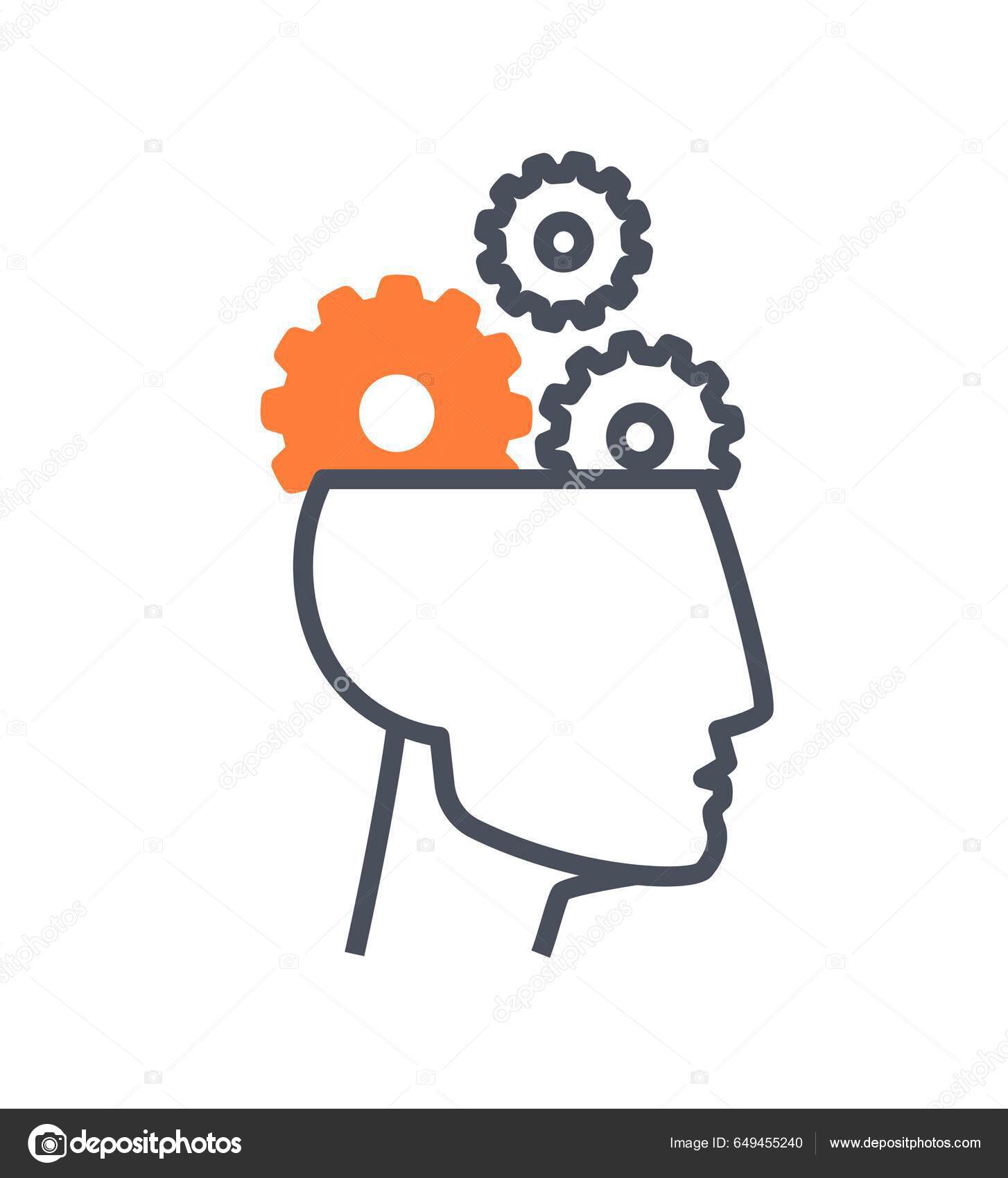 Head Coghweel Icon Abstract Head Silhouette Mental Cognitive ...
