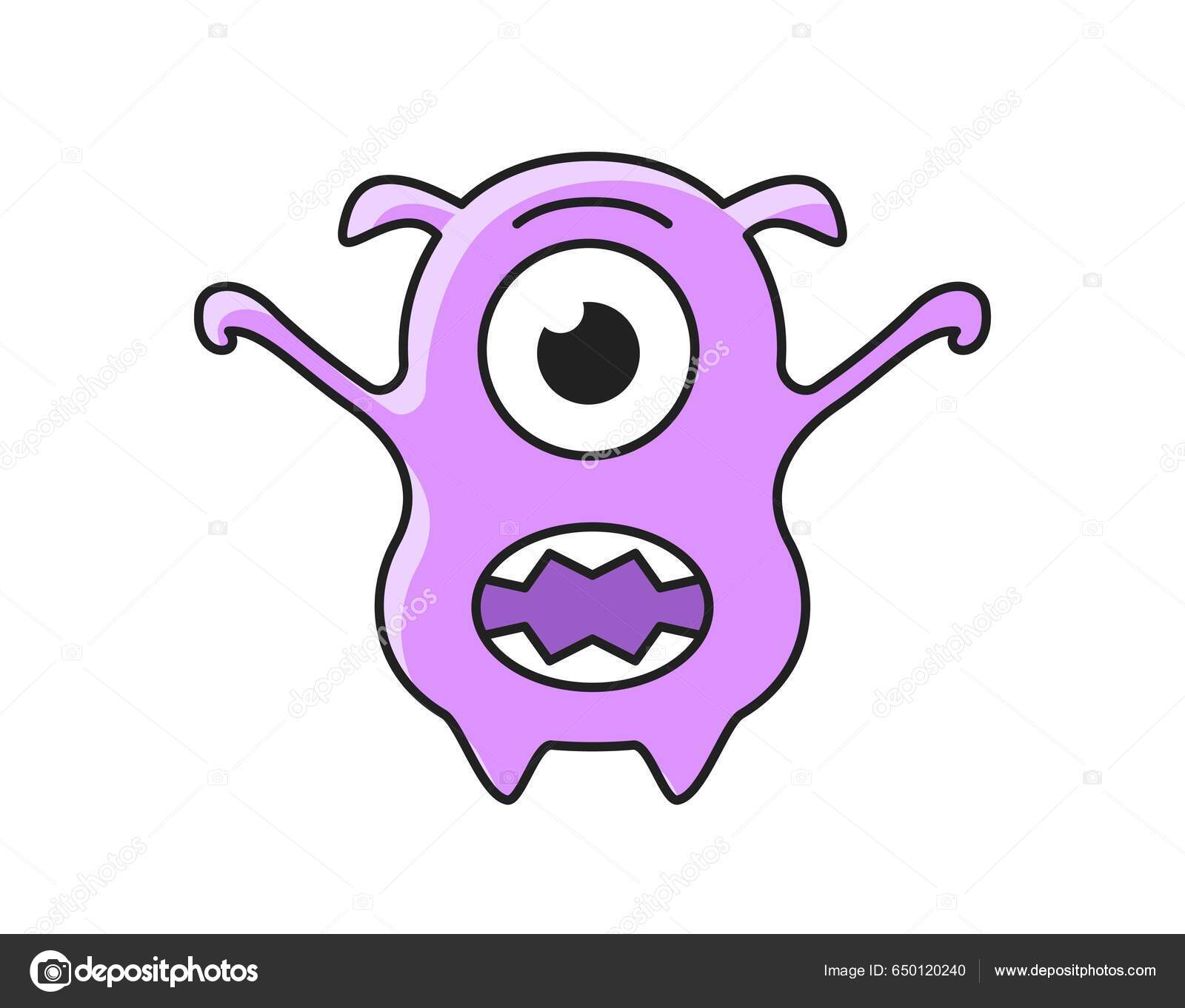 Cute Monster Icon Spooky Purple Mutant Alien Talking Boo Angry Stock ...