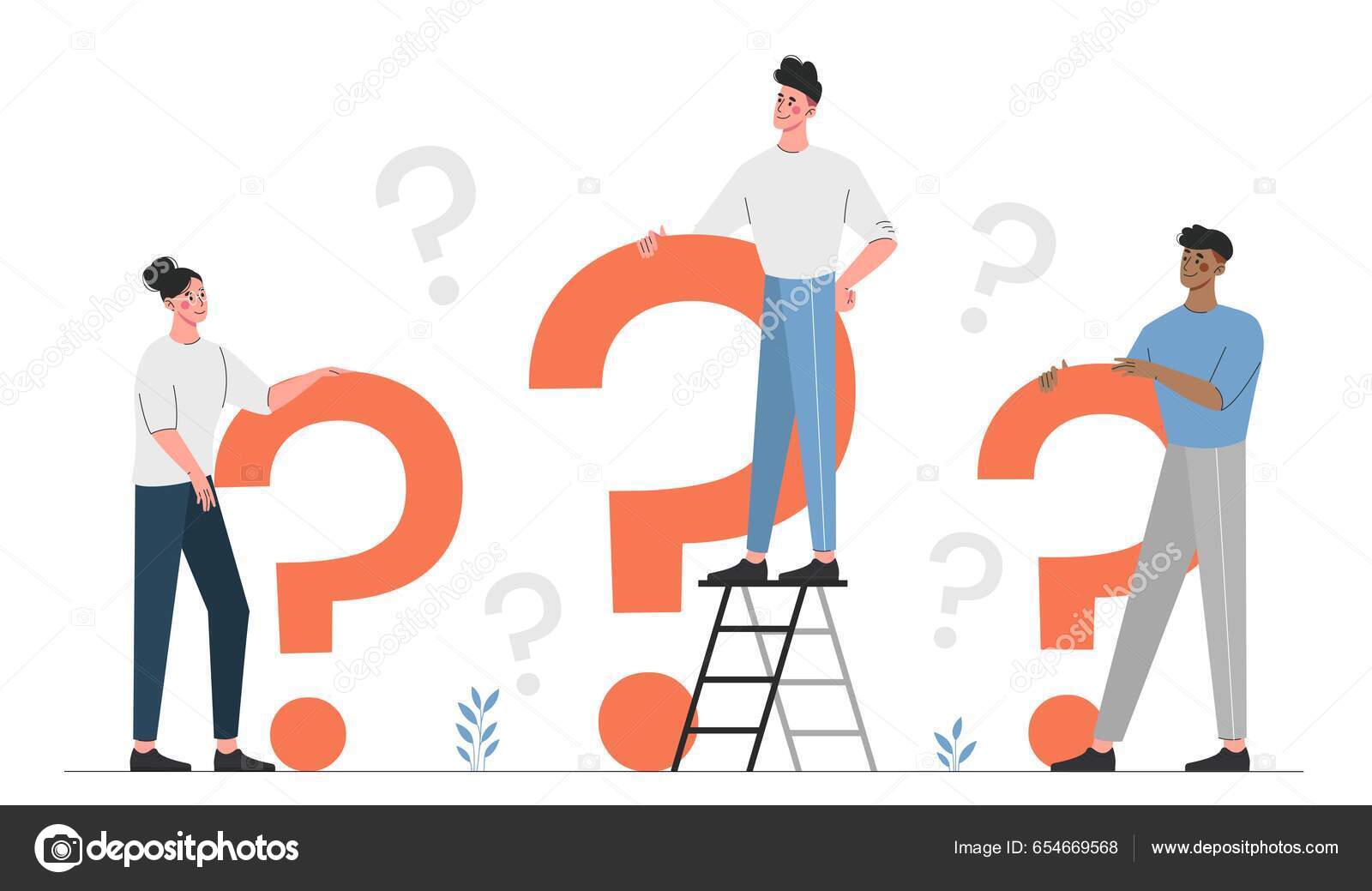 People Question Marks Men Women Questions Feedback Faq Characters ...