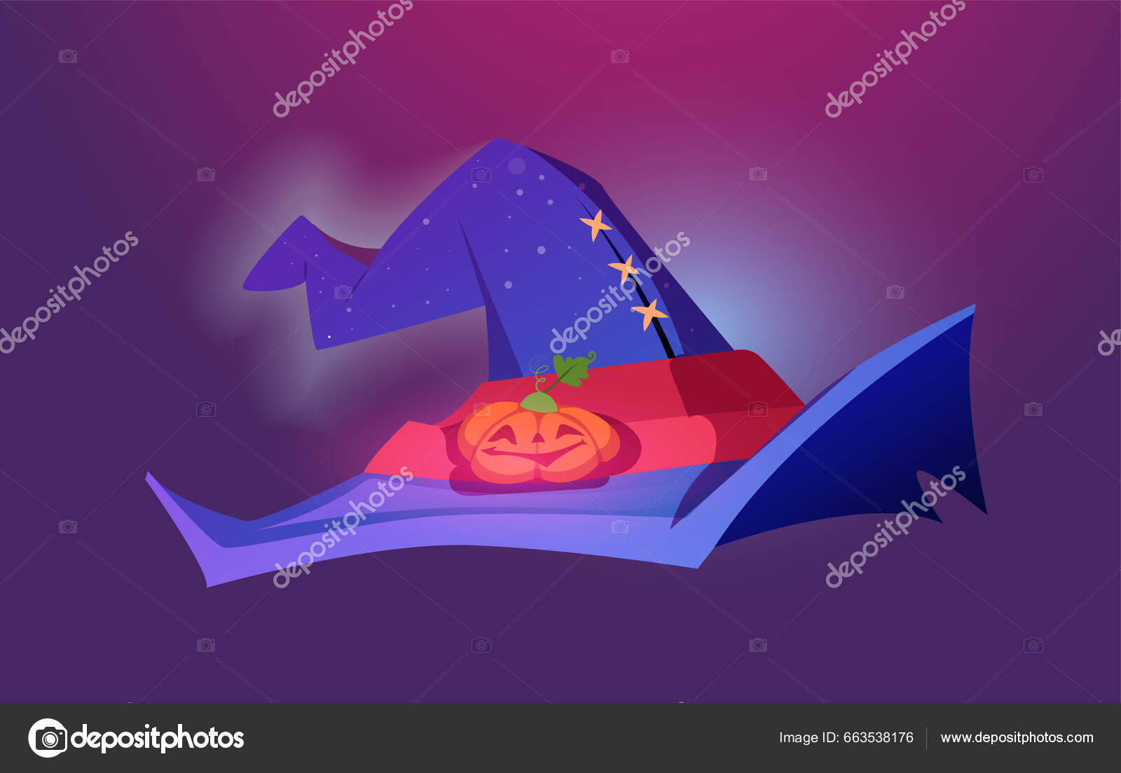 Magic Witch Hat Blue Creepy Cap Old Wizard Sorcerer Symbol Stock Vector ...