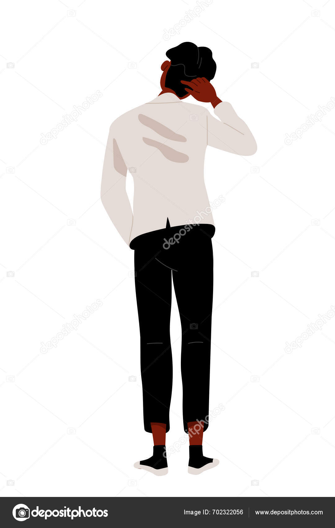 Person Standing Turned Backside Man White Black Suit Character Away ...