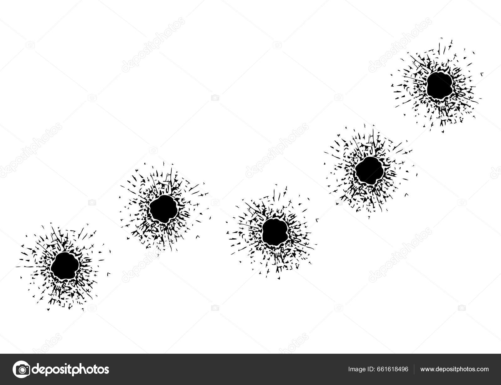 Gunshot Marks Glass Isolated White Background Stock Vector by ...