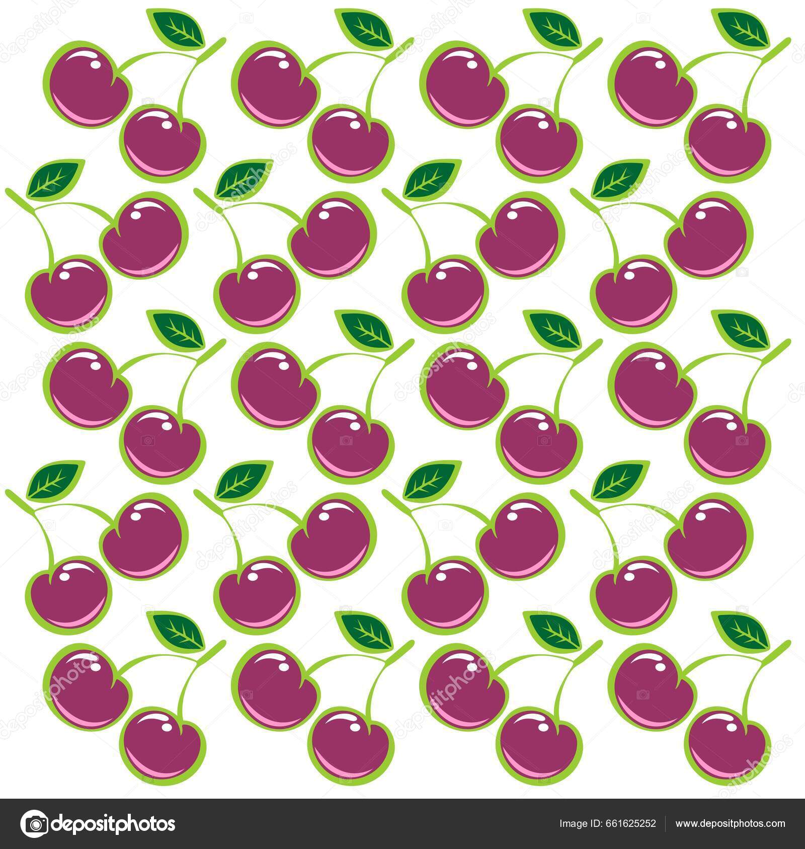 Ornate Cherry Pattern Isolated Blue Background Stock Vector by ...