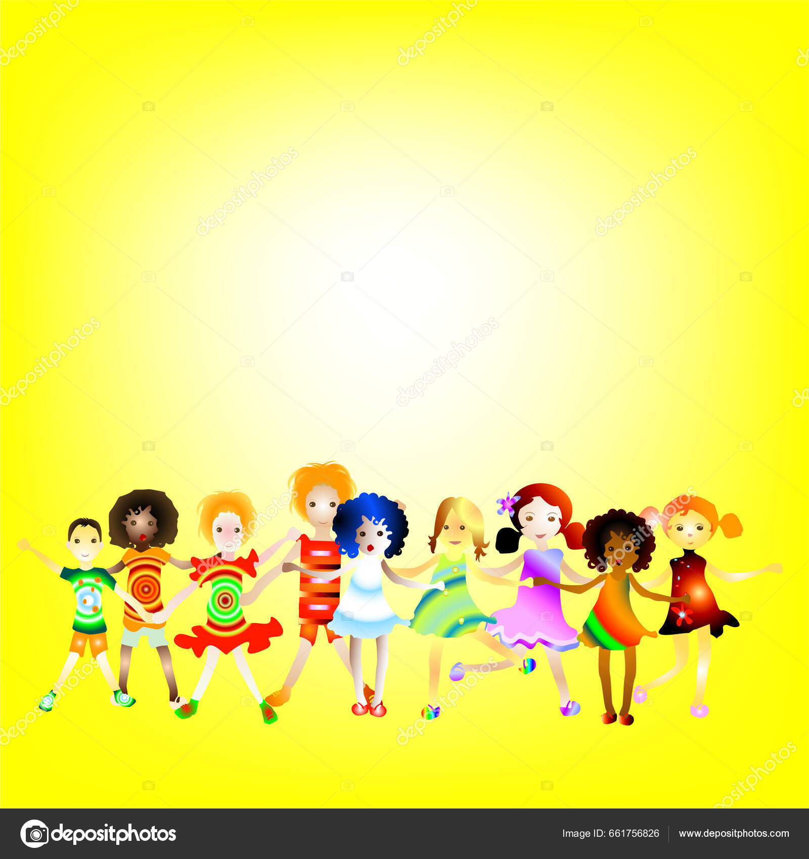 Group Kids Abstract Yellow Background Stock Vector by ©DesignPicsInc ...