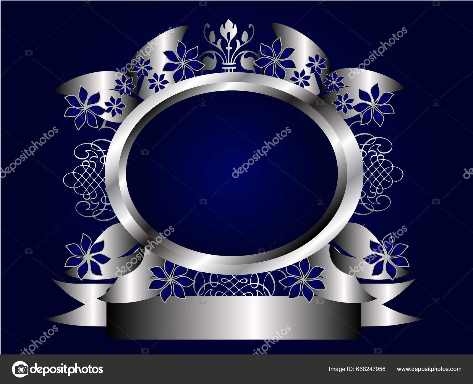 Silver Frame Crown Blue Background Stock Vector by ©DesignPicsInc 668247956