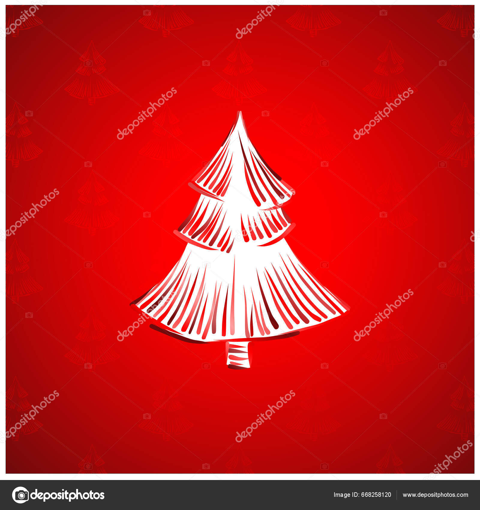 Christmas Tree Red Background Vector Illustration Simple Design Stock ...