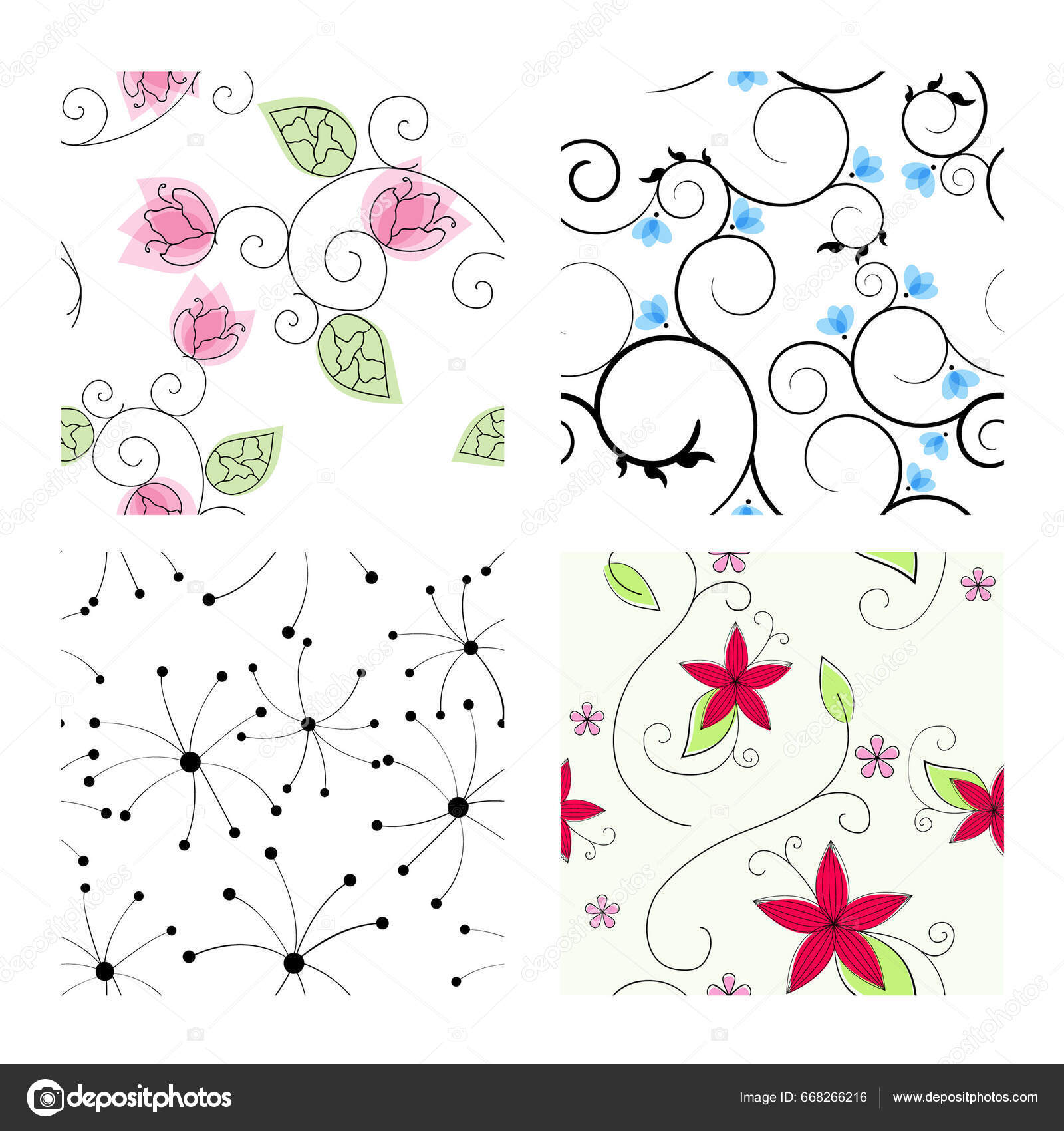 Set Floral Patterns Vector Illustration Stock Vector by ©DesignPicsInc ...