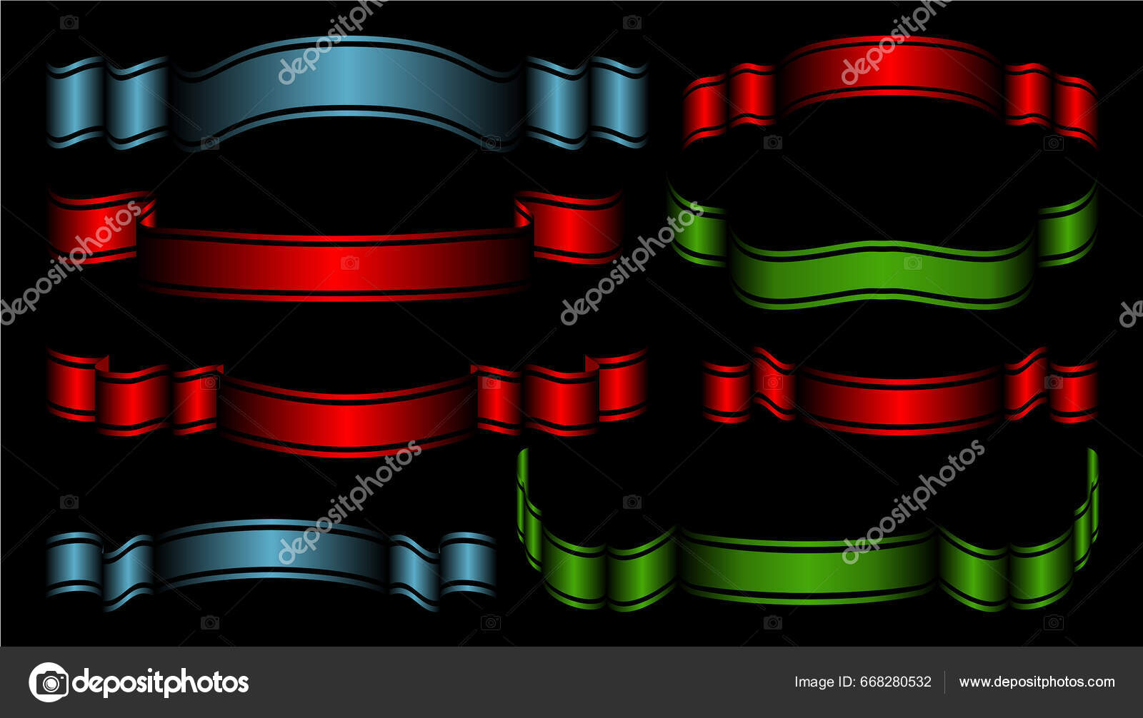 Set Colorful Ribbons Black Background Stock Vector by ©DesignPicsInc ...