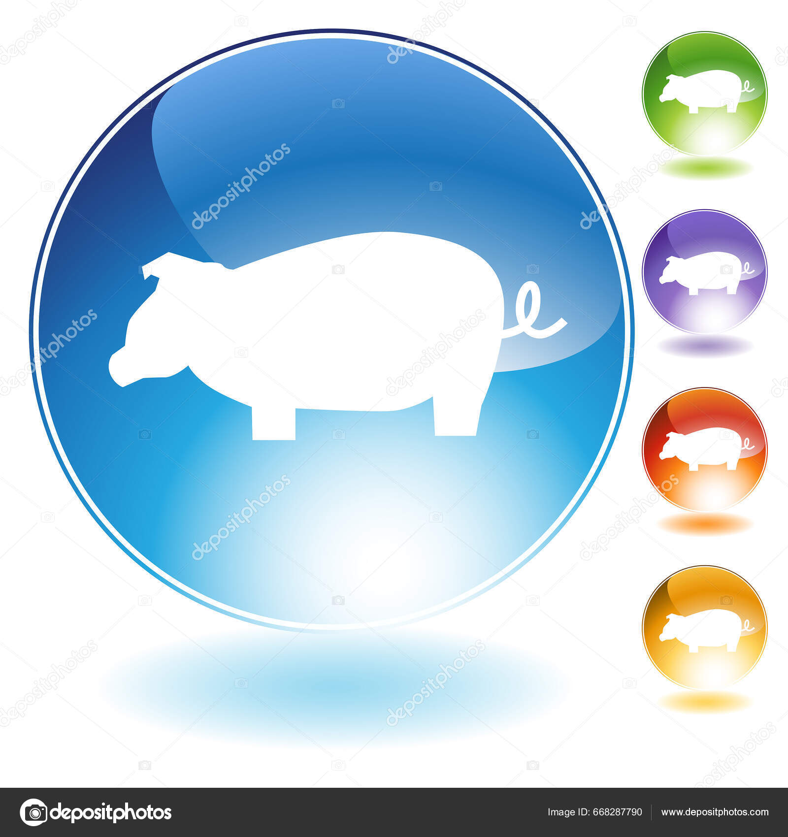 Icono Cerdo Botones Vector Ilustración Vector de stock #668287790 de ...