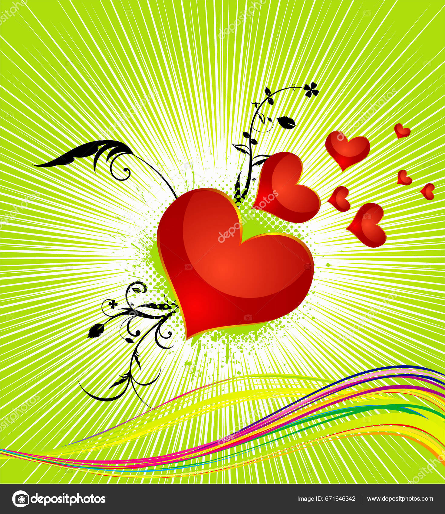 Vector Ilustración Corazones Amor Vector de stock #671646342 de ...