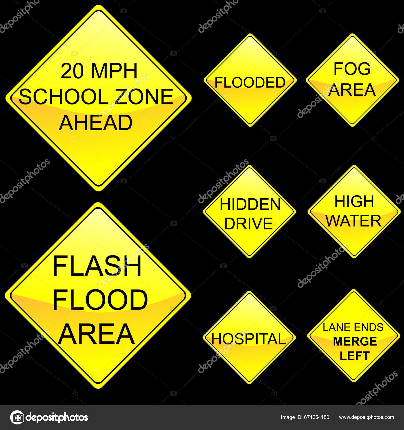 Señales Tráfico Símbolos Vector de stock #671654180 de ©DesignPicsInc