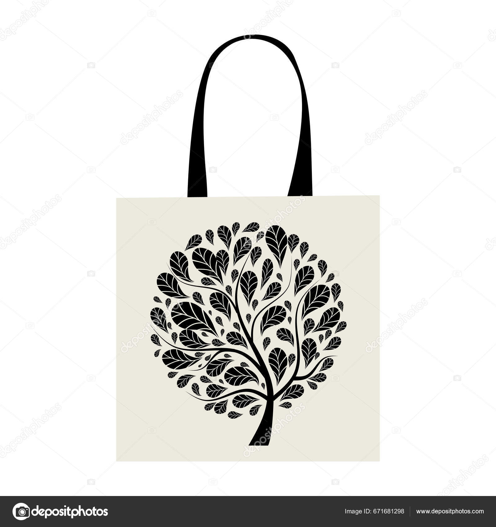 Black White Bag Tree Stock Vector by ©DesignPicsInc 671681298