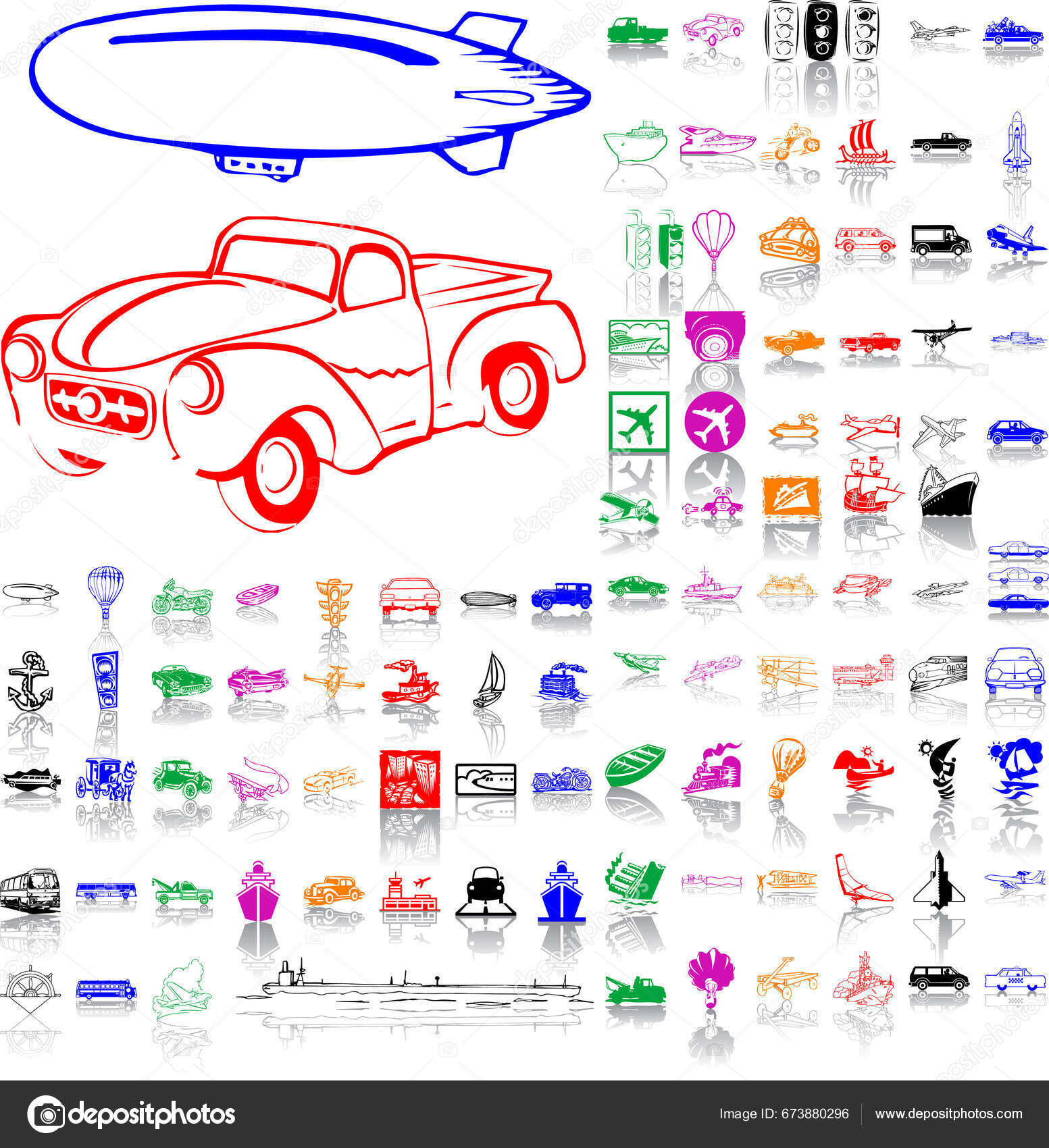 Colorful Transport Set Icons Isolated White Stock Vector by ... Colorful Transport Set Icons Isolated White Stock Vector by ...